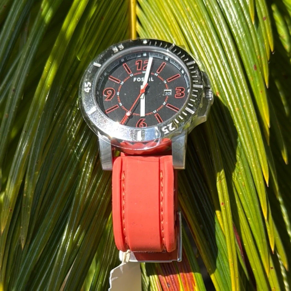 Fossil | Accessories | Fossil Watch With Vibrant Orange Strap And Black ...